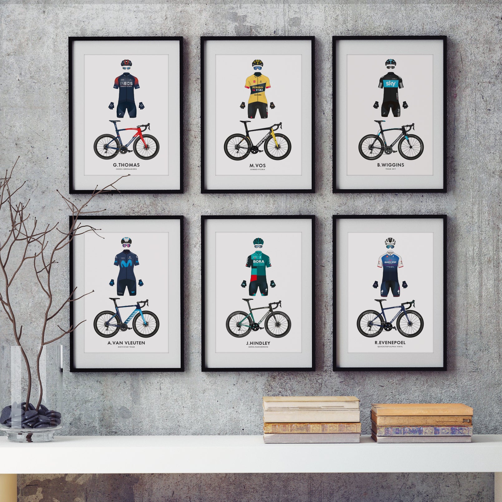 Professional Cycling Rider Illustrations – Pain Cave Prints