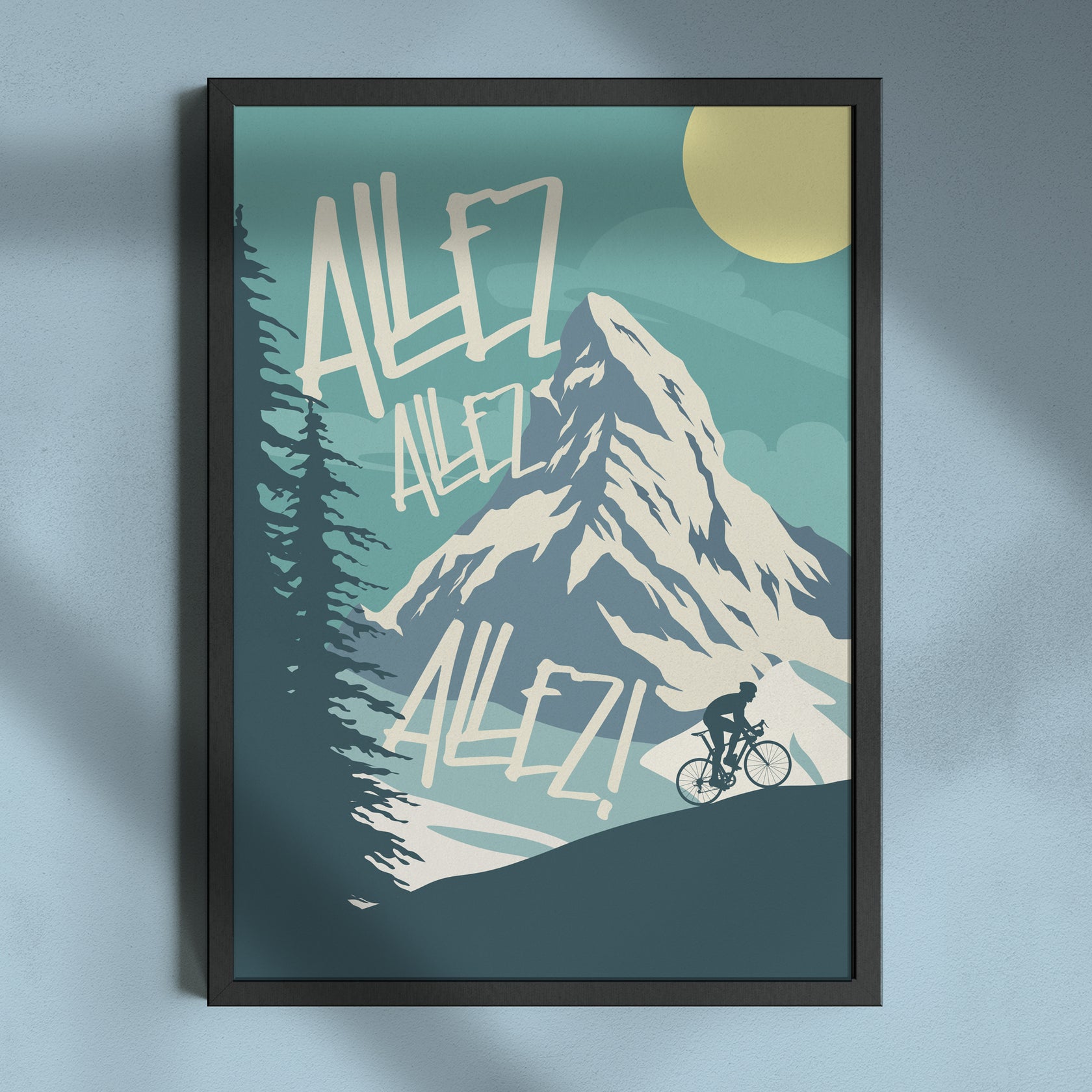 Allez, Allez! French Alps Motivational Cycling Poster Illustration ...