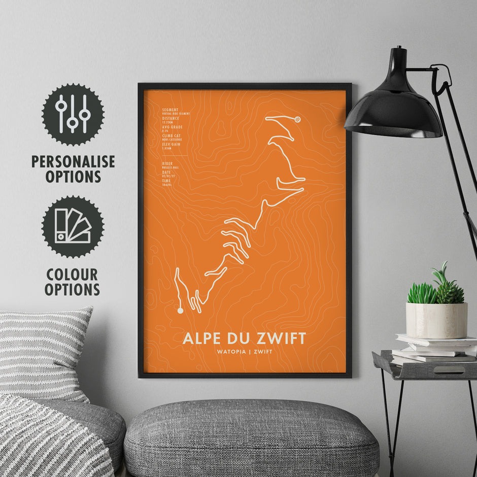 Zwift Pretzel Routes Cycling Route Map Poster - Personalised Options ...