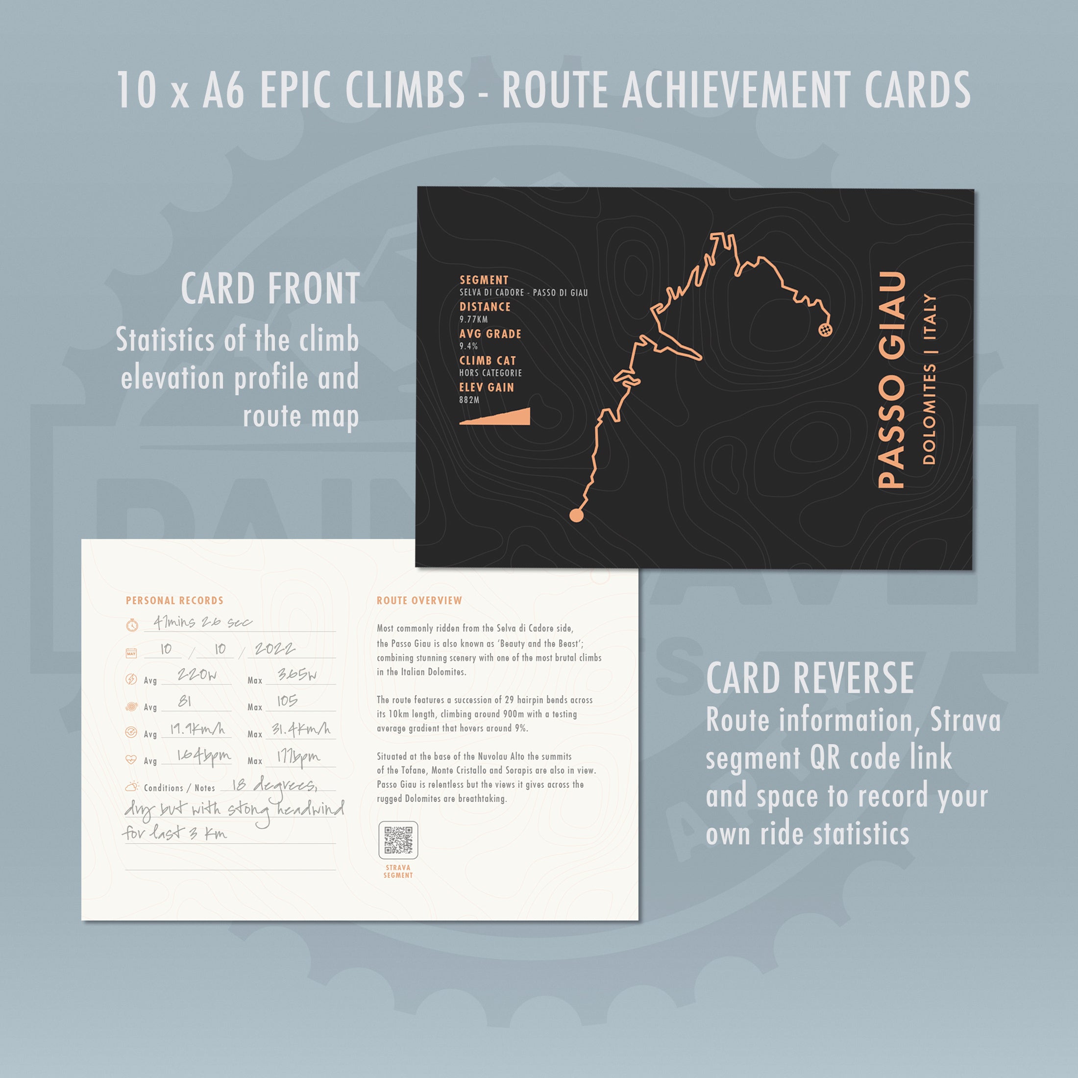 Bucket List Climbs - Cycling Route Achievement Cards - Cycling Gifts ...