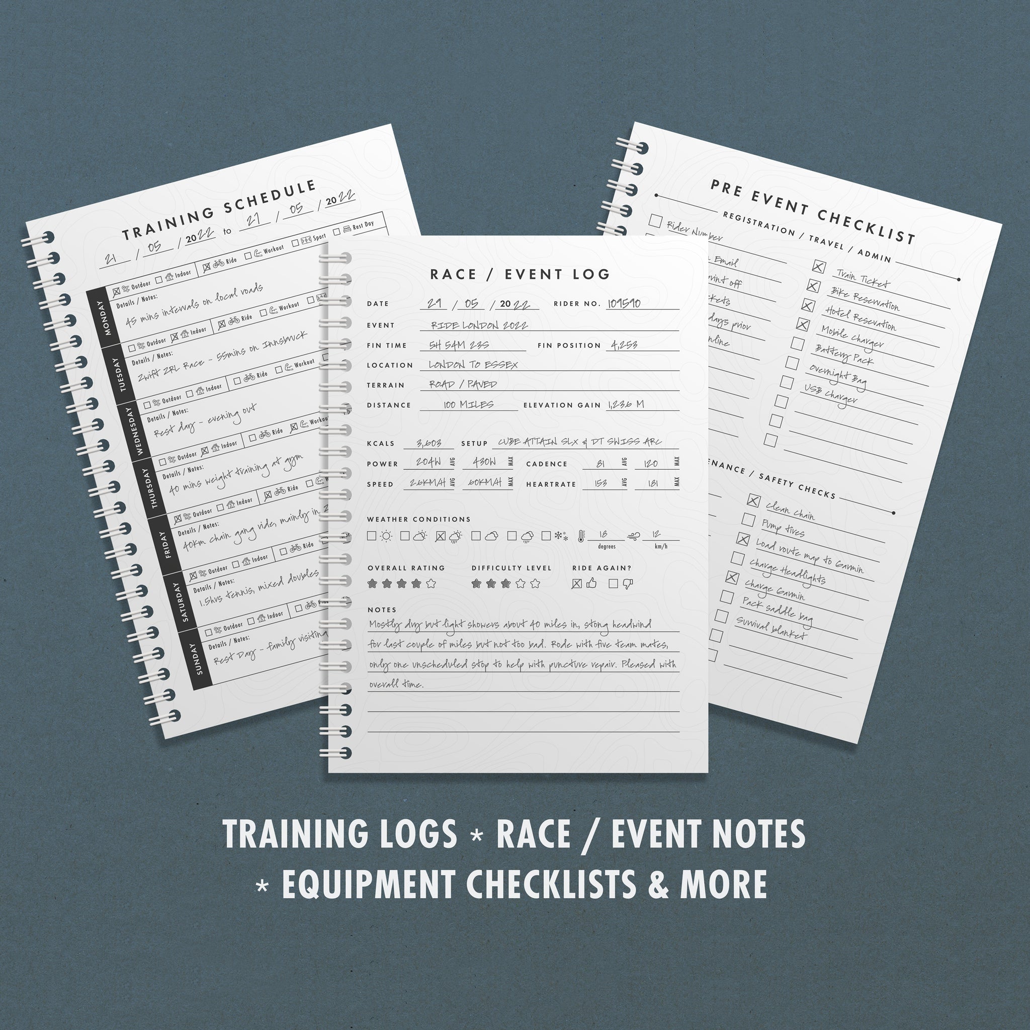 Cycling Journal Planner - Event Logbook, Training Schedule, Checklists ...