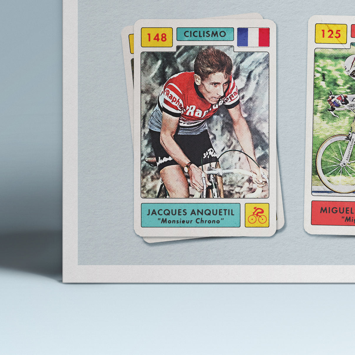 Retro Cycling Art Poster - Classic Rider Trading Cards Print- Gifts fo ...
