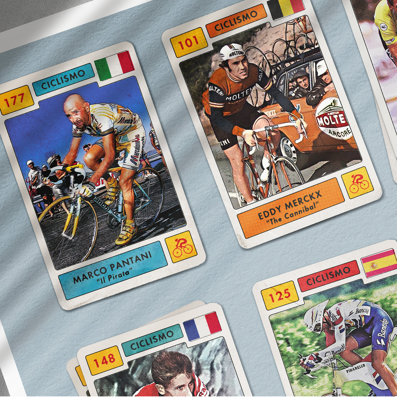 Retro Cycling Art Poster - Classic Rider Trading Cards Print- Gifts fo ...