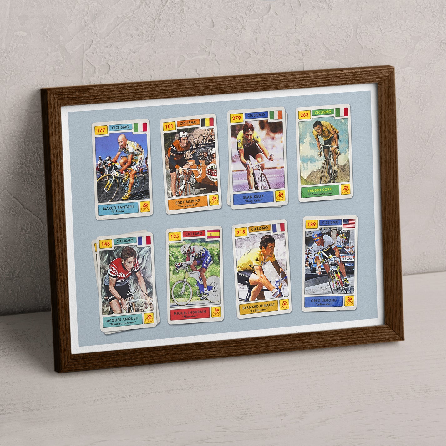 Retro Cycling Art Poster - Classic Rider Trading Cards Print- Gifts fo ...