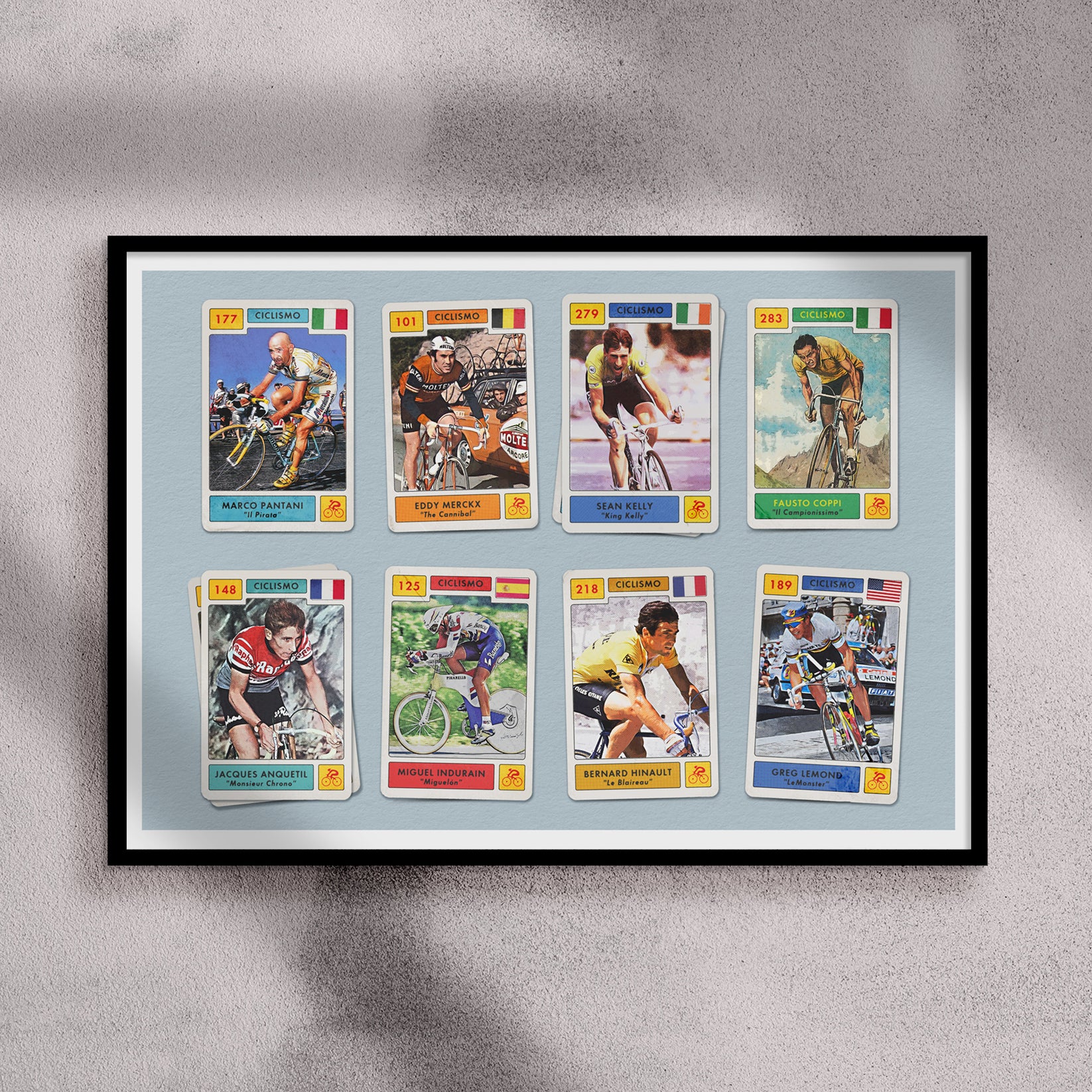 Retro Cycling Art Poster - Classic Rider Trading Cards Print- Gifts fo ...
