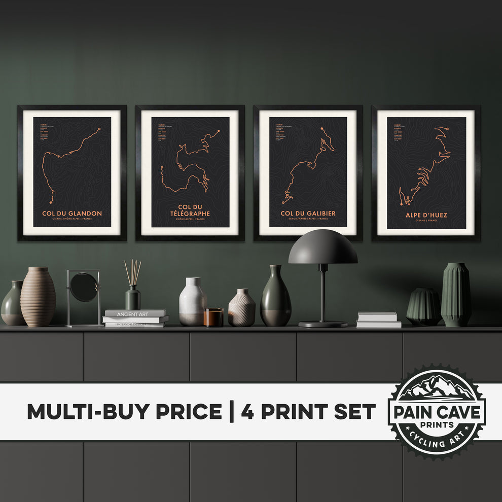 La Marmotte - Cycling Route Map Posters - 4 Epic Climbs Print Set ...