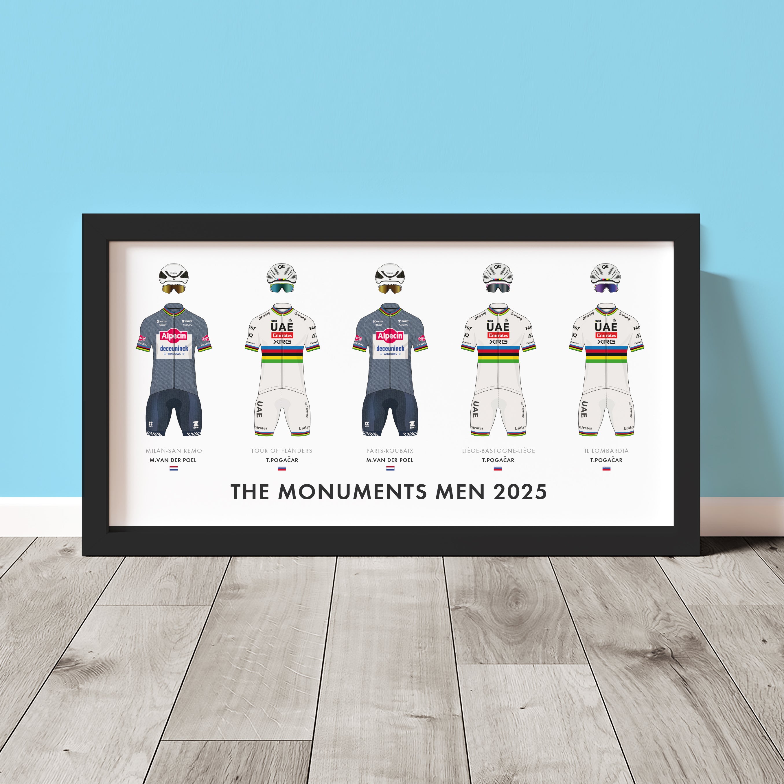 Cycling 'Monuments Men' - Monuments Winners Framed Print – Pain Cave Prints