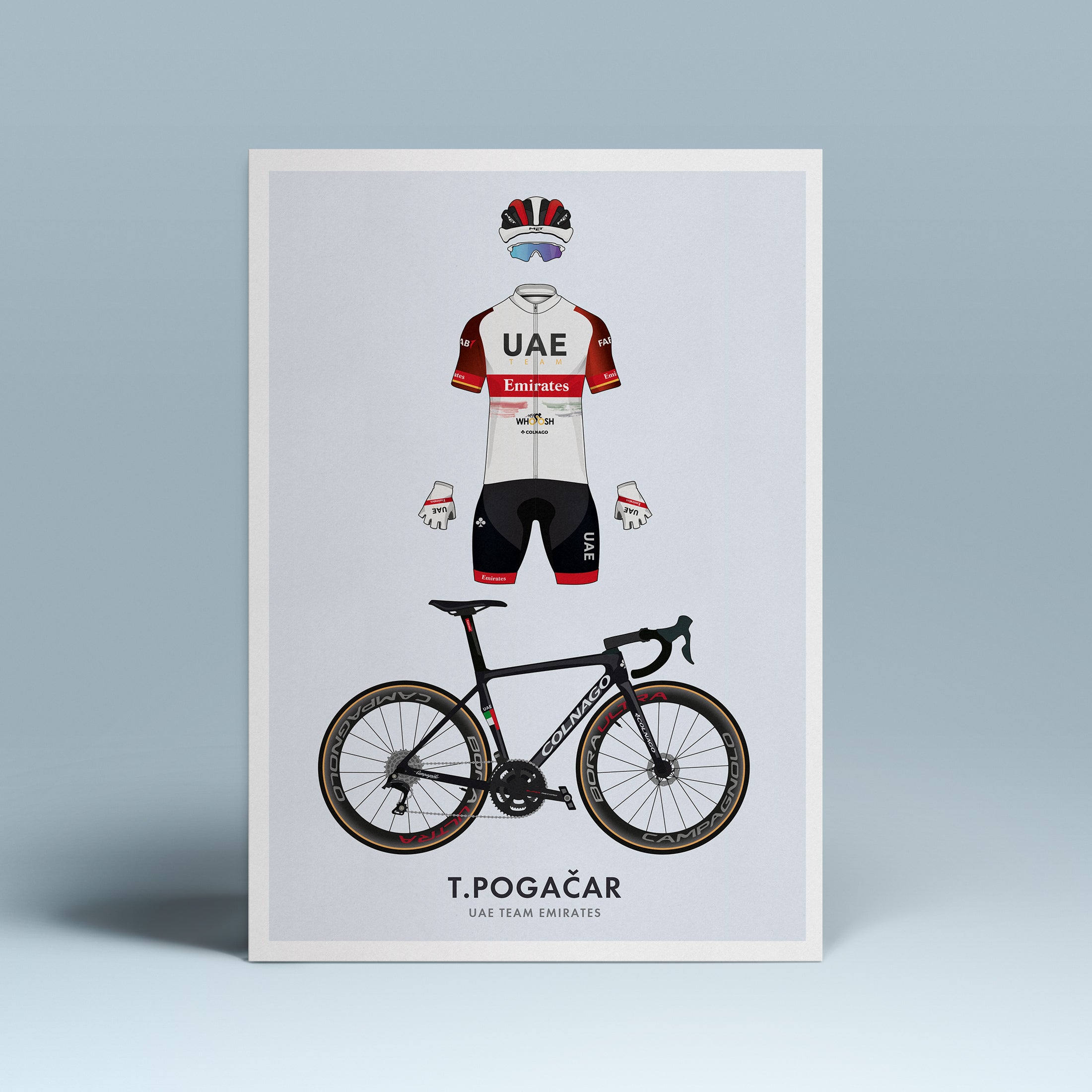 Tadej Pogacar Cycling Art Print -Jersey & Bicycle Illustration – Pain ...